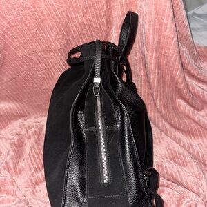 Moda Luxe | Bags | Moda Luxe Black Suede And Leather Drawstring Bag ...